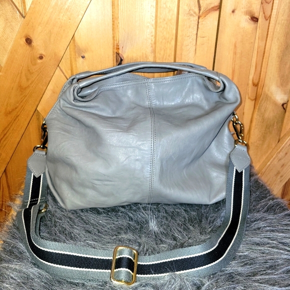 Furla | Bags | Furla Gray Leather Shoulder Bag With Wide Crossbody ...